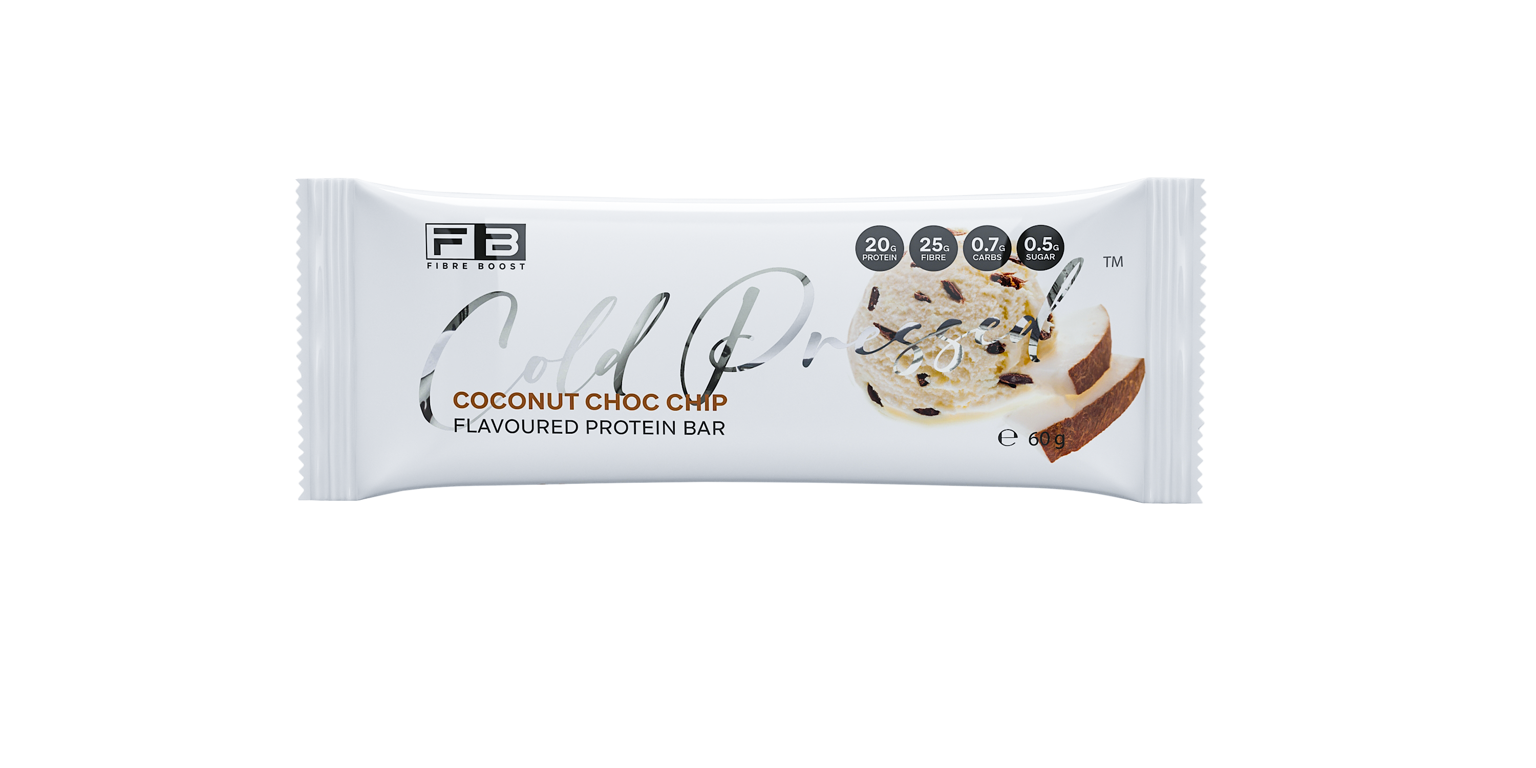 FIBRE BOOST Coconut Choc Chip 60g Cold Pressed Protein Bar – Low Carb Haven